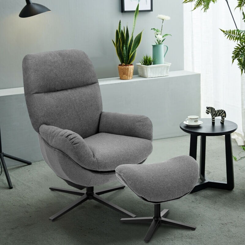 Modern Swivel Rocking Chair and Ottoman Set with Aluminum Alloy Base ...