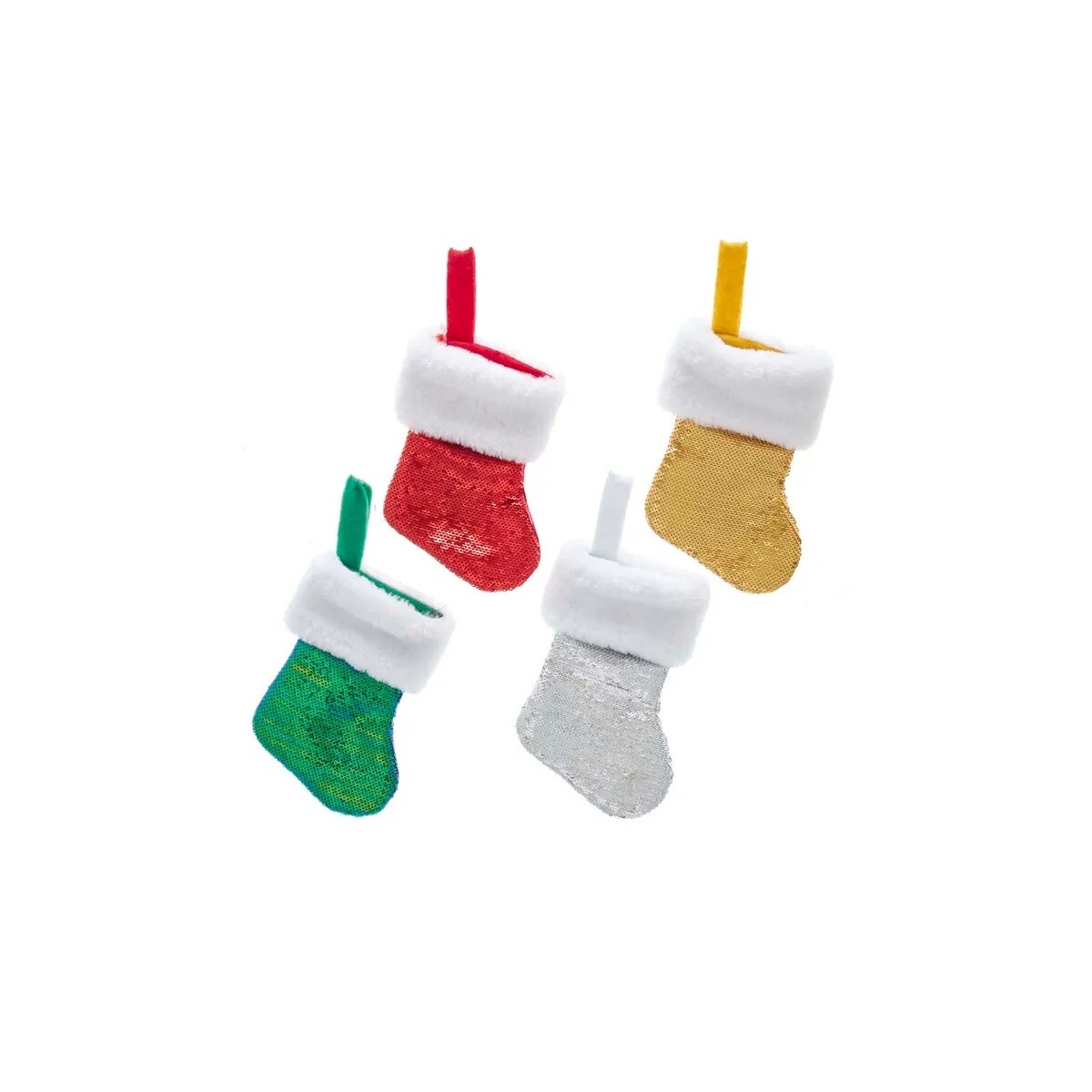 KSA Set of 12 Multi-Color Miniature Sequin Christmas Stockings 6 ...