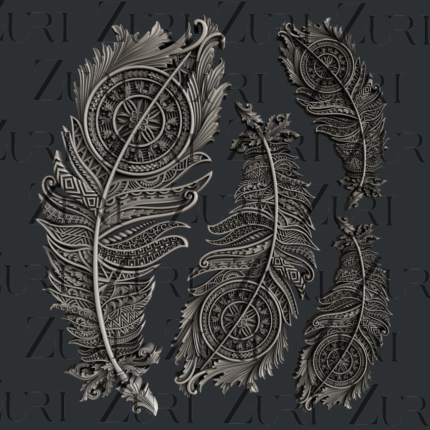 Zuri Designs Inc Zuri Designs Bohemian Feathers Set 2 | Michaels