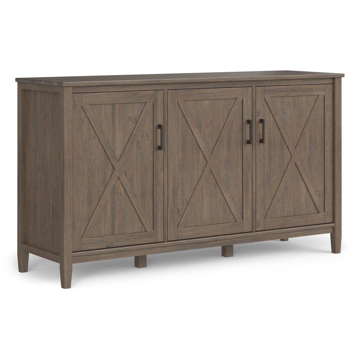 Ela Wide Storage Cabinet Solid Hardwood 3 Door Adjustable Shelves ...