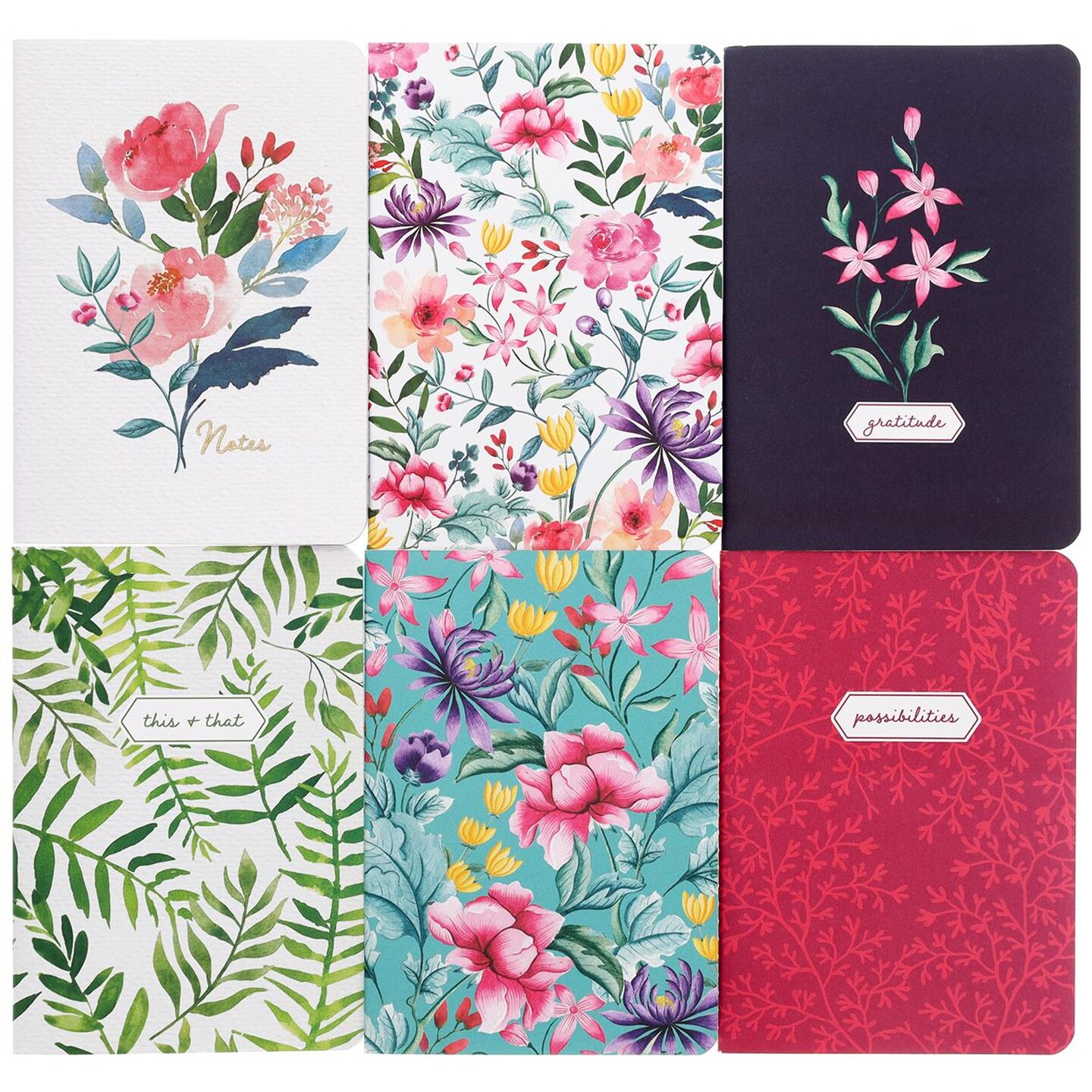 Hampton Art Studio G Journal, 6 assorted unique floral designs ...