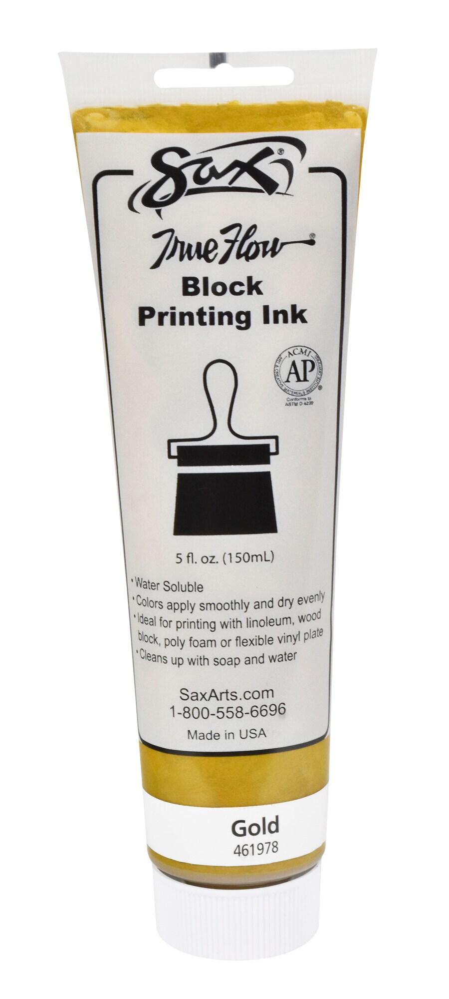 Sax True Flow Water Soluble Block Printing Ink, 5 Ounce Tube, Gold ...