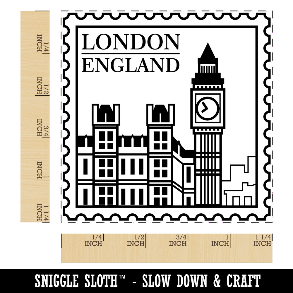 Big Ben London England Destination Travel Square Rubber Stamp for ...