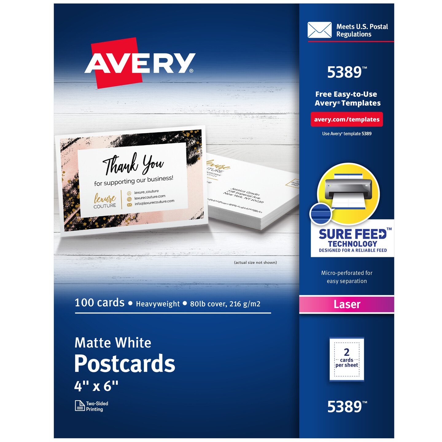 Avery Printable Postcards with Sure Feed Technology, 4" x 6", White ...