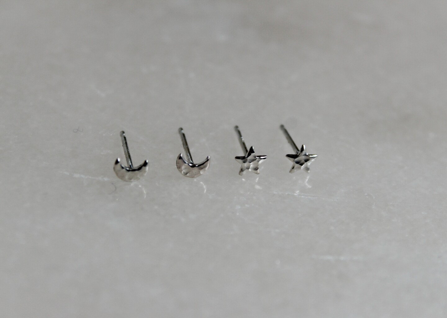 Hammered Sterling Silver Star and Moon Earring Set Two Pairs of Stud Earrings Celestial Jewelry 5mm Small Earrings Gift for Girls MakerPlace by Michaels