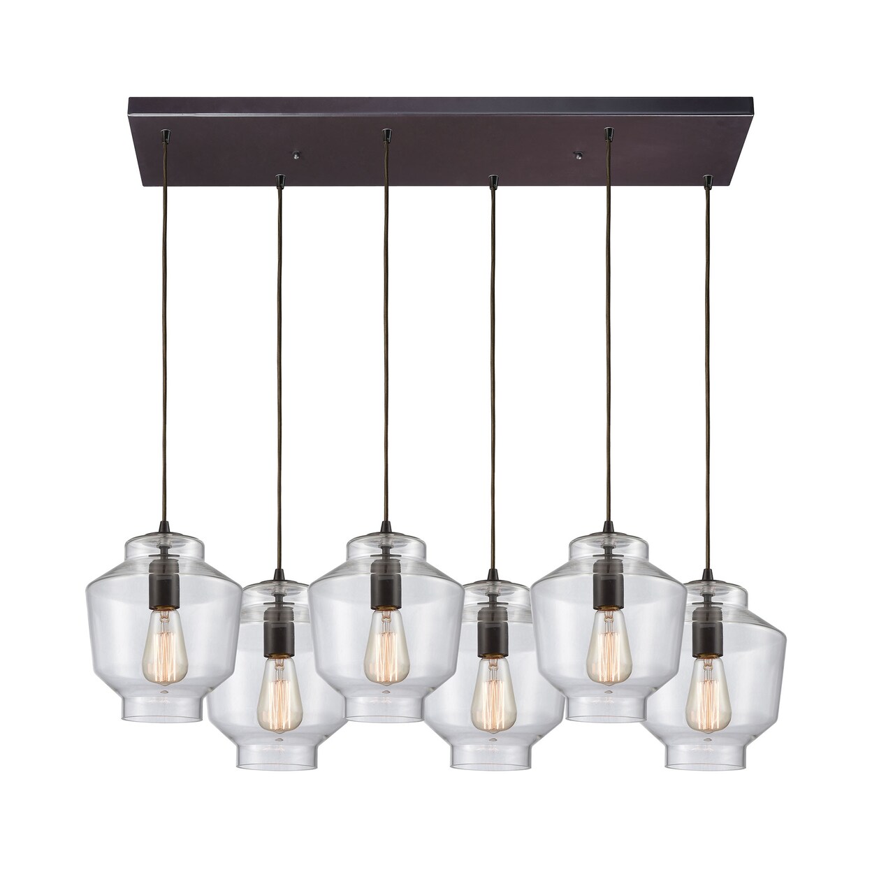 Elk Showroom Barrel 4-Light Linear Pendant Fixture in Oil Rubbed Bronze ...