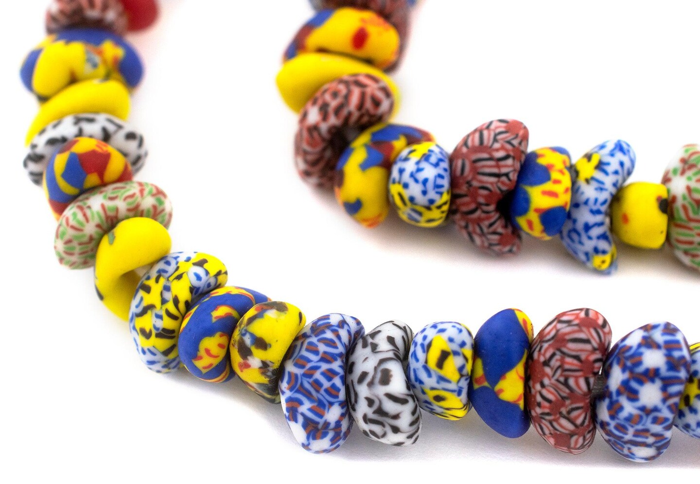 TheBeadChest Mixed Interlocking Fused Recycled Glass Beads 13mm Ghana ...