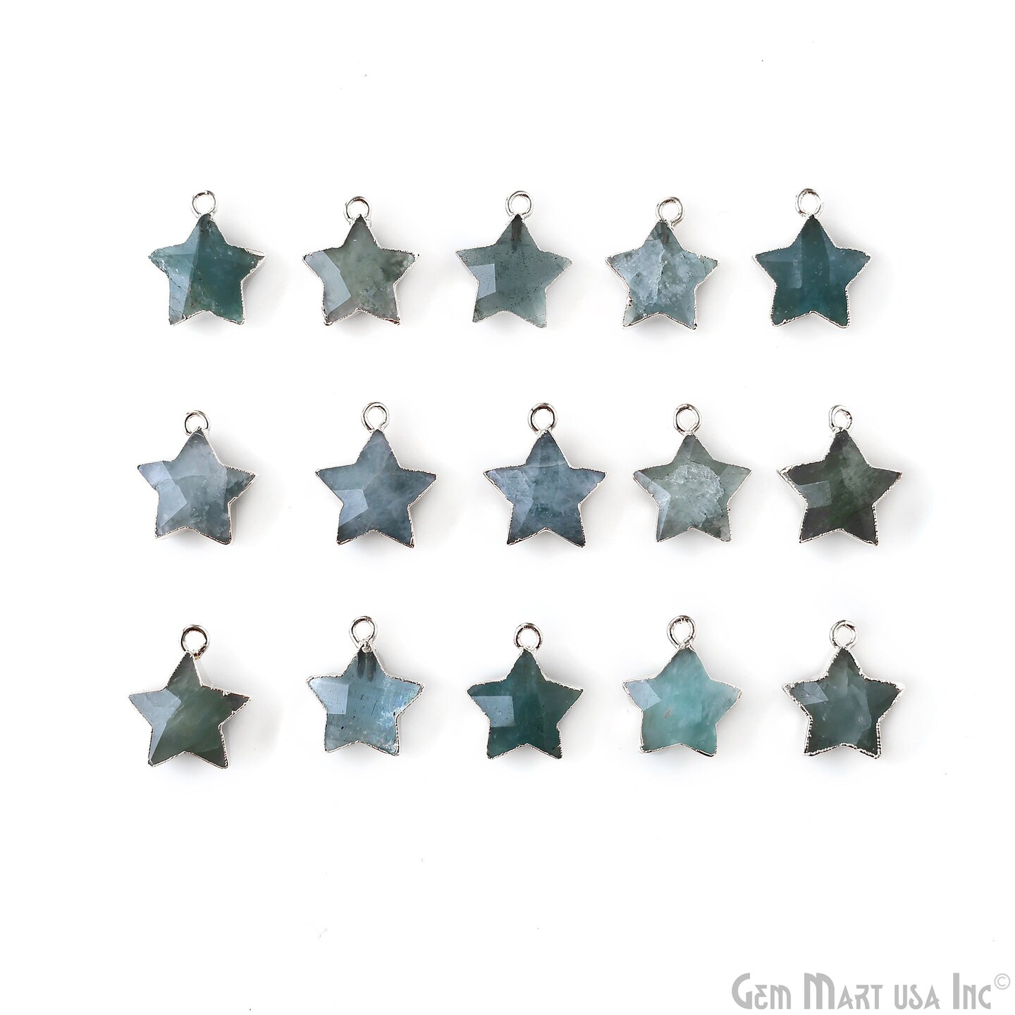 Star Gemstone Connector, Silver Electroplated Natural Gem, Single Bail ...