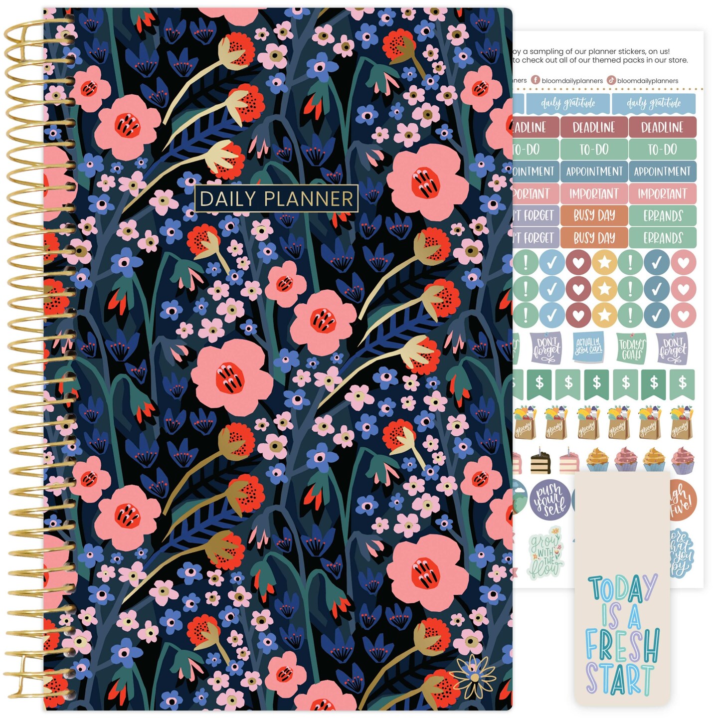 bloom daily planners Undated Soft Cover Planner, 5.5" x 8.25", Poppy Meadow, Blue | Michaels