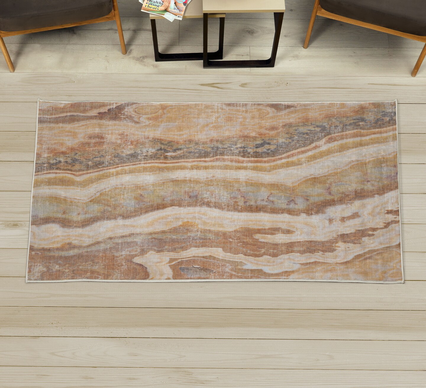 Ambesonne Marble Print Decorative Rug, Onyx Marble Motif Travertine ...