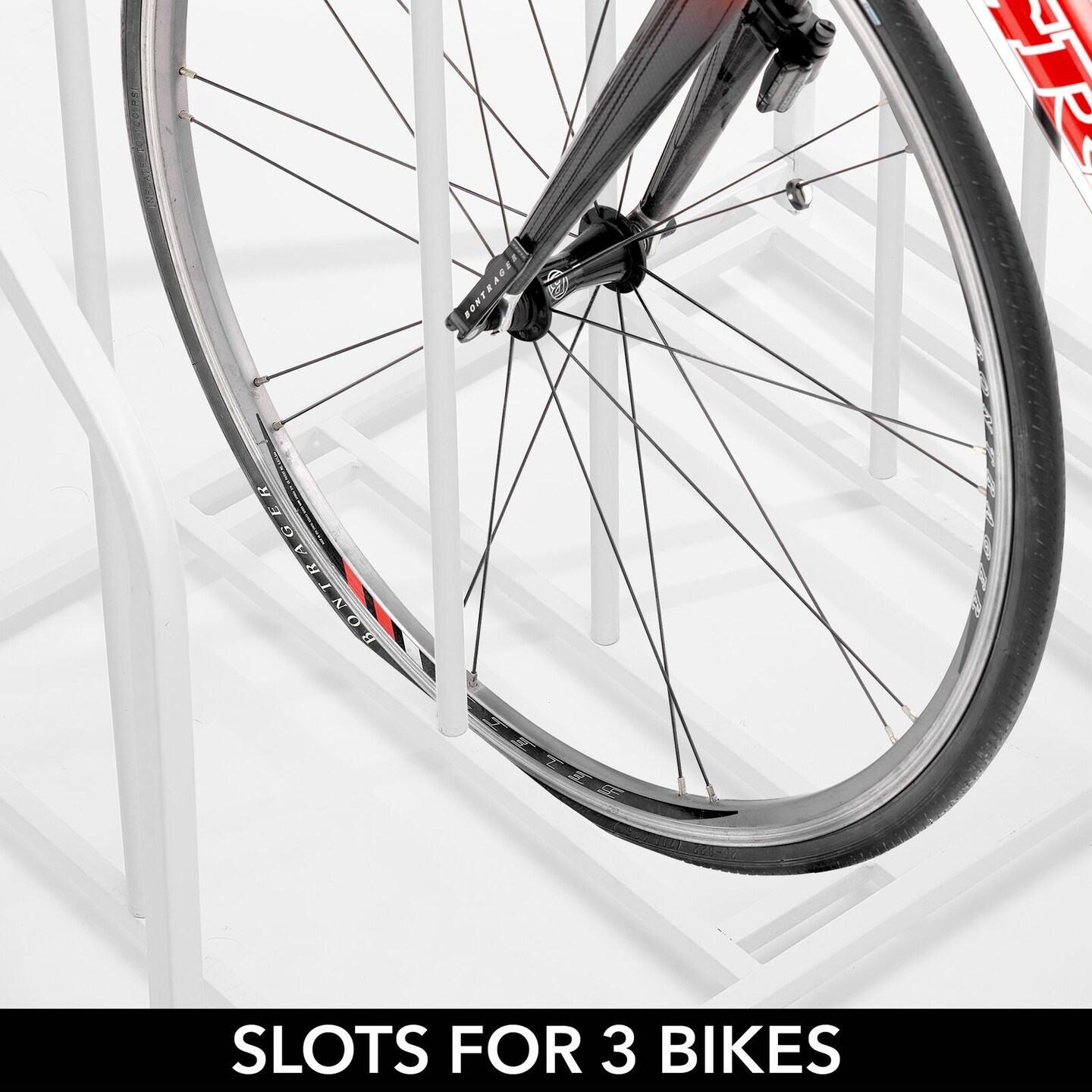 mDesign Free-standing Metal Bike Rack with Storage Shelf for Garage ...