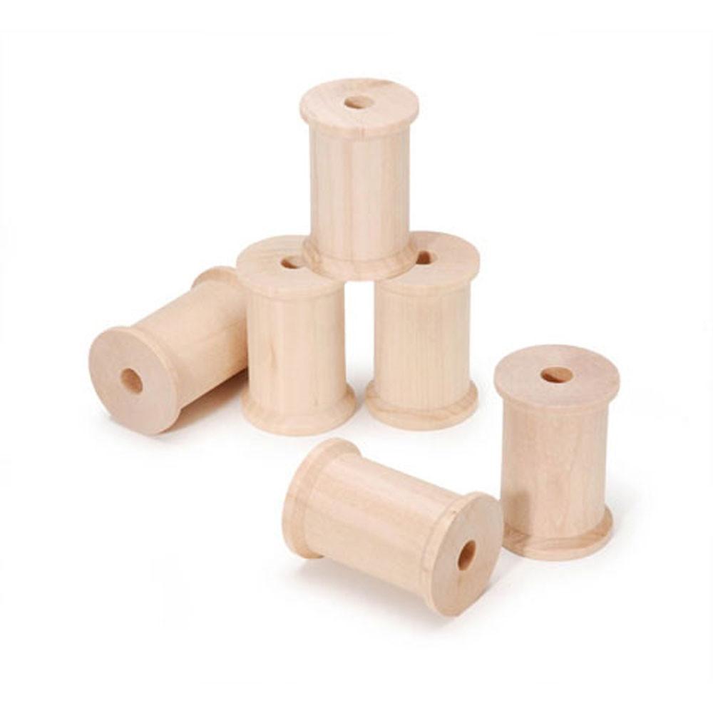 Set of 6 Blank Unfinished Wooden Spools 2.25 Inches | Michaels