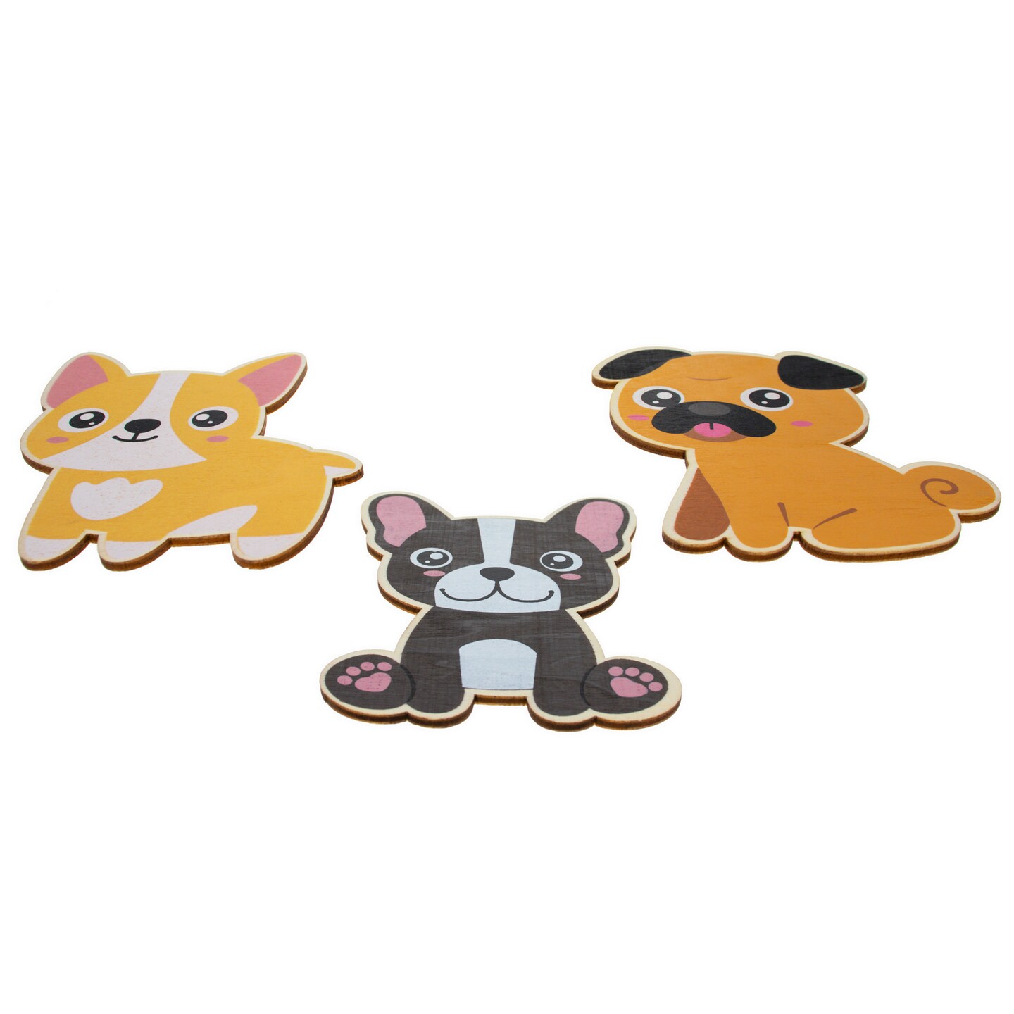 Set of 3 Painted Wooden Dogs Cutout DIY Craft 4.5 Inches | Michaels