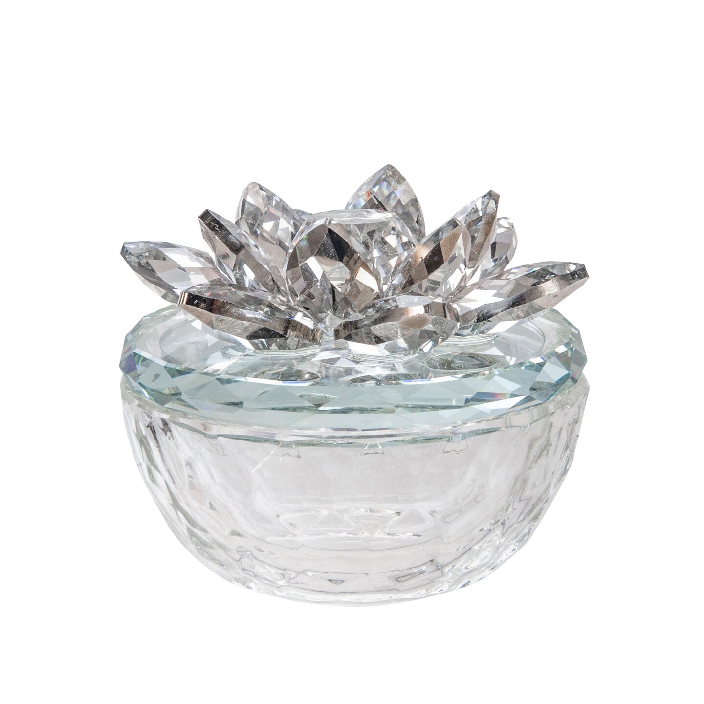 Kingston Living Lotus Design Trinket Box - 4" - Clear and Silver | Michaels