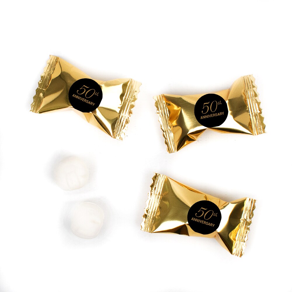 50th Anniversary Candy Mints Party Favors Gold Individually Wrapped ...