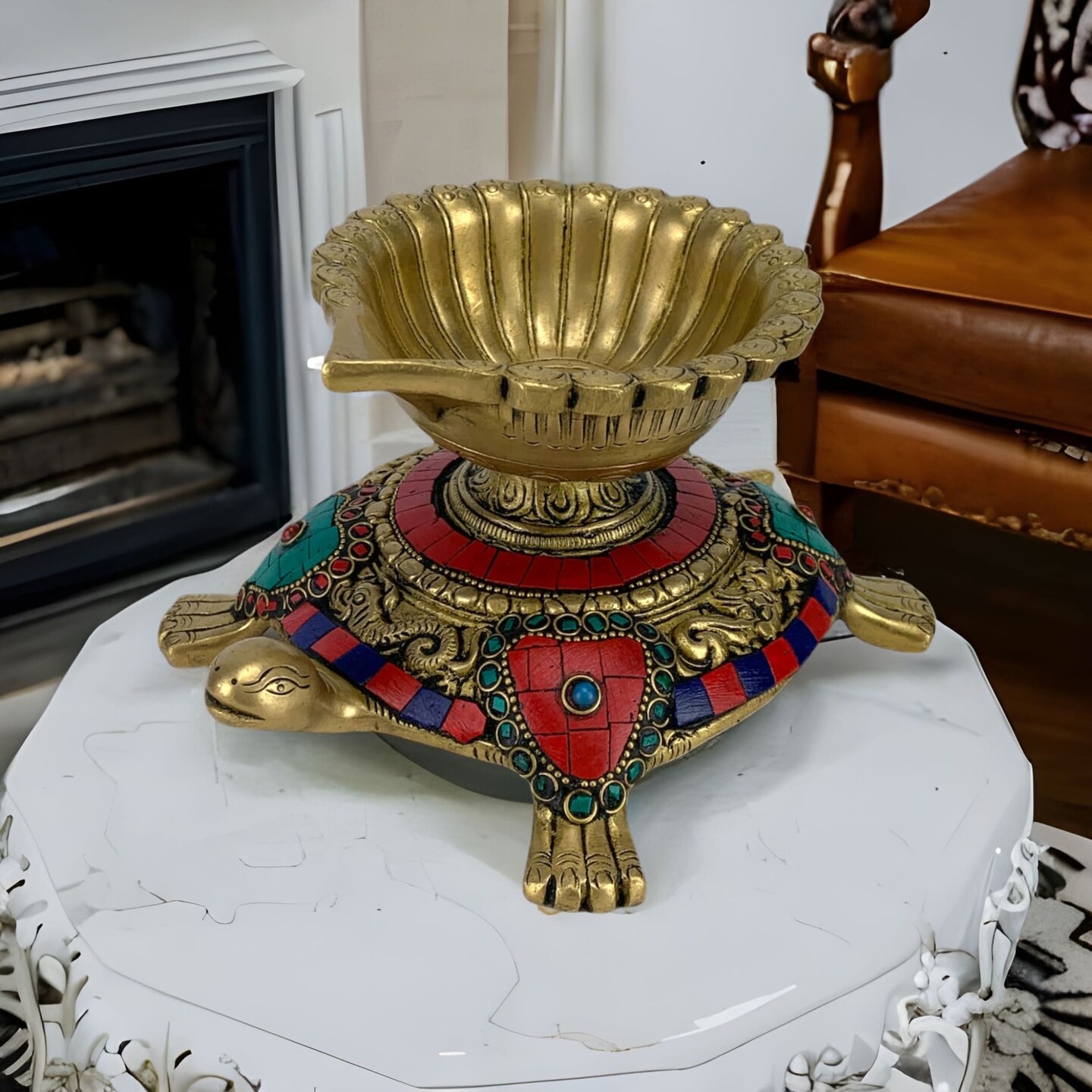 Large Brass Oil Indian Samai for Animal Lovers, Unique Religious ...