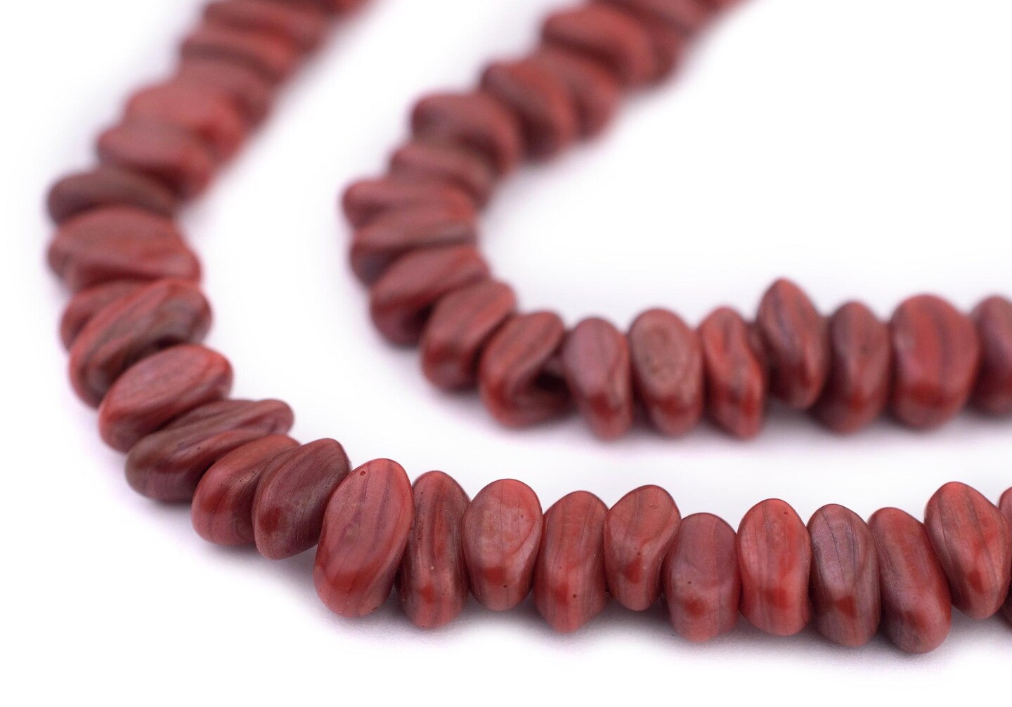 TheBeadChest Crimson Red Football-Shaped Java Glass Beads (4x10mm ...