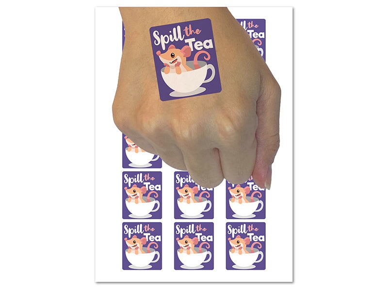Spill the Tea Gossip Mouse Teacup Temporary Tattoo Water Resistant Fake ...