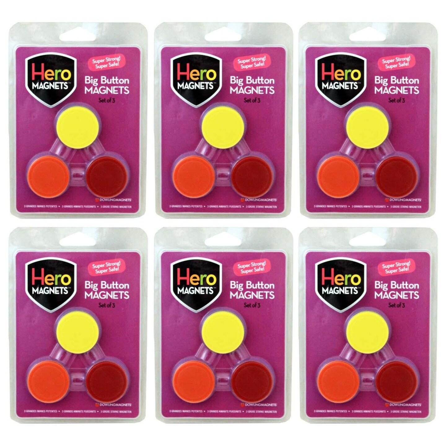 Hero Magnets: Big Button Magnets, 3 Per Pack, 6 Packs | Michaels
