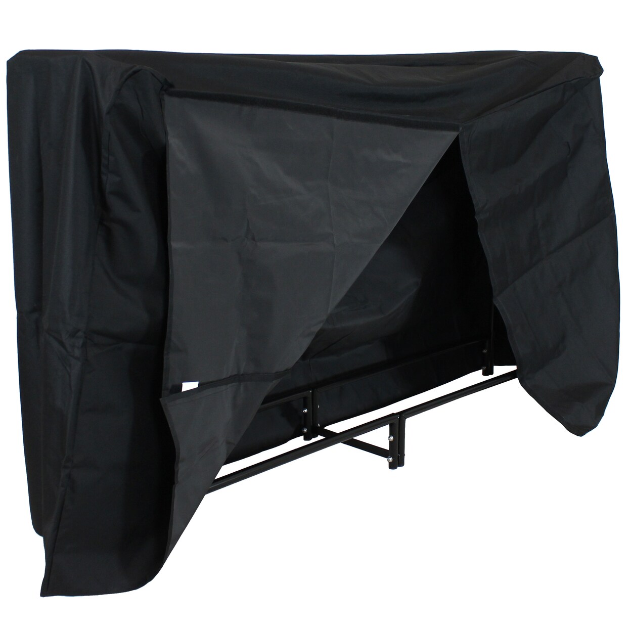 Sunnydaze 6 ft Powder-Coated Steel Firewood Log Rack with Black Cover ...
