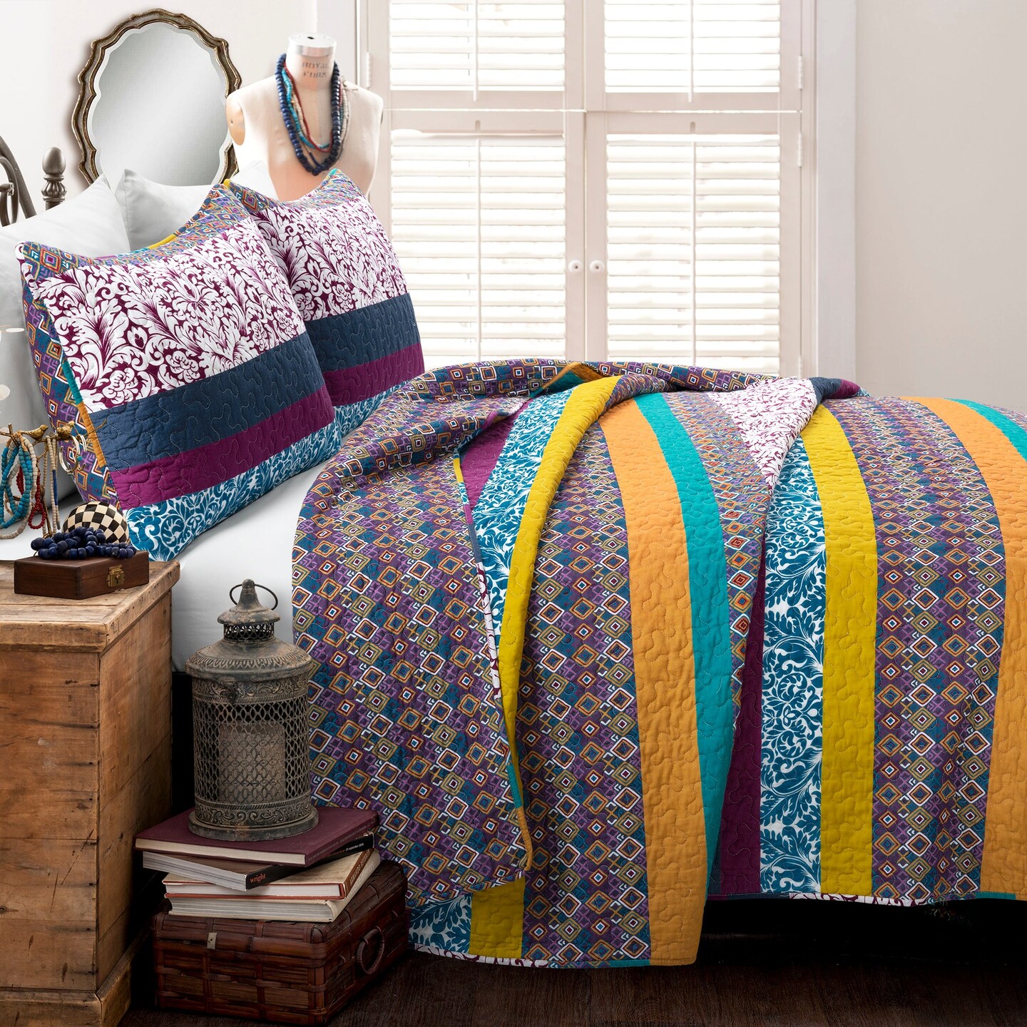 Boho Stripe 3 Piece Quilt Set | Michaels