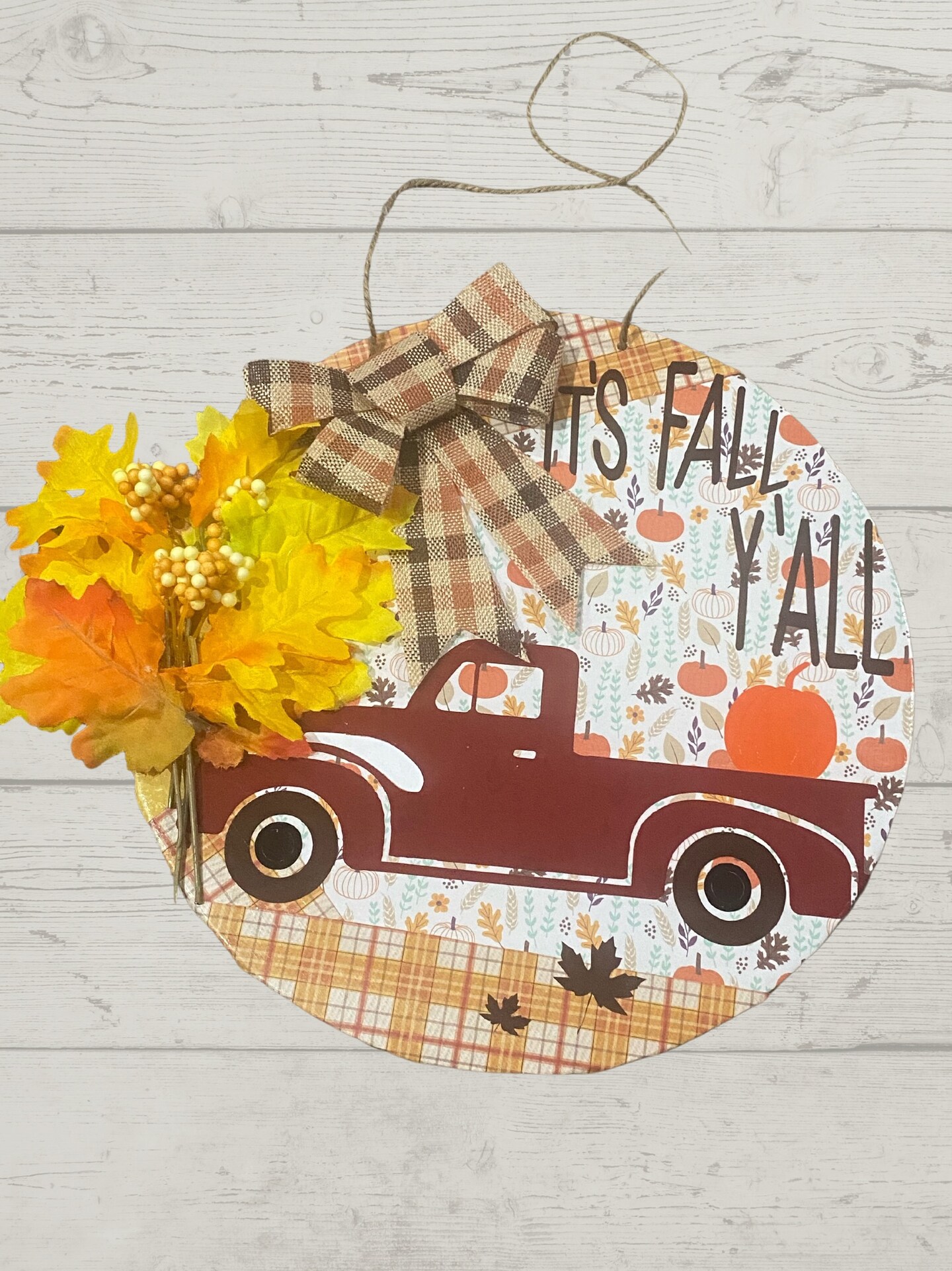 ITS FALL YALL Welcome Round 12 Door Sign With Faux Leaves For Years Of ...