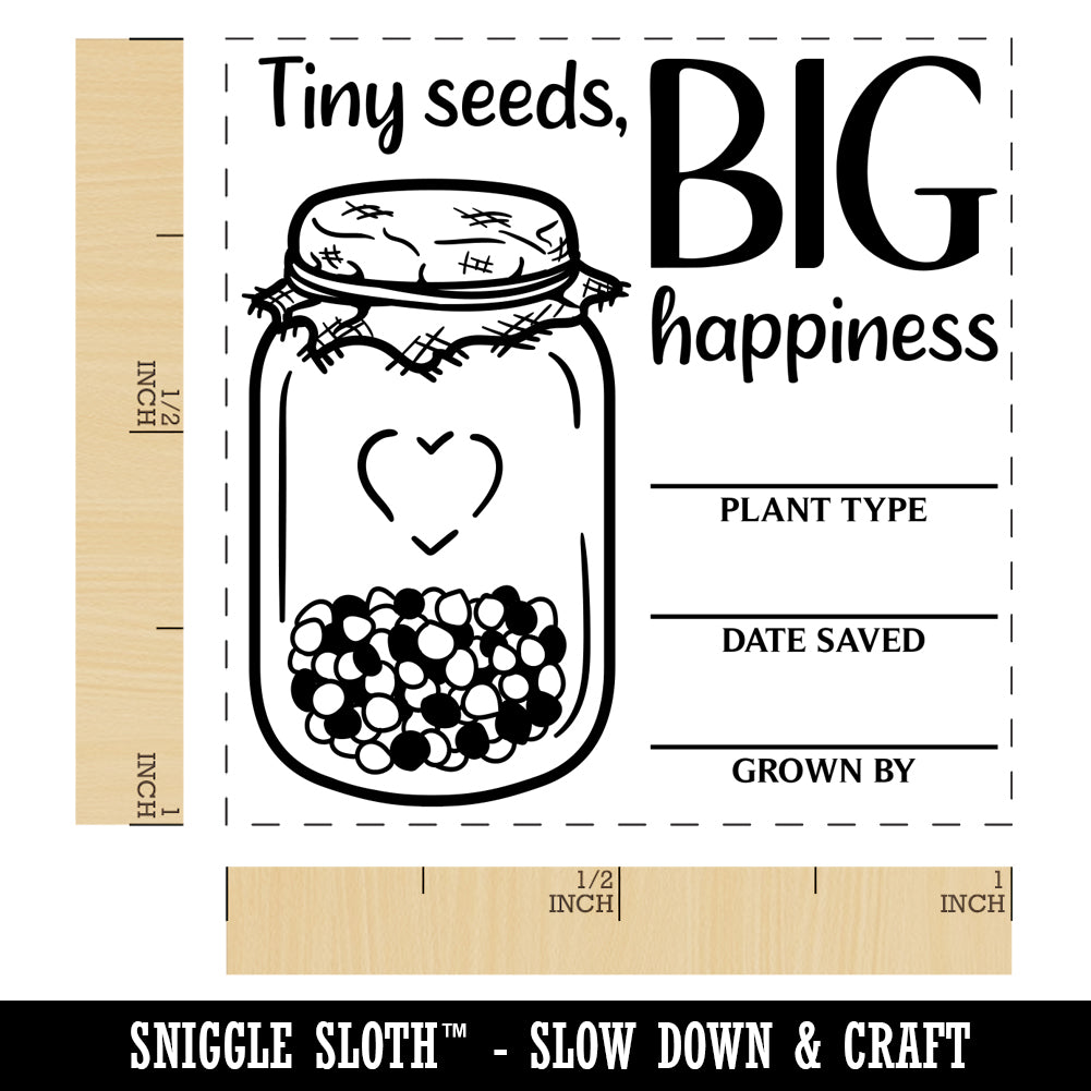Tiny Seeds Big Happiness Fill In Plant Seed Packet Self-Inking Rubber ...