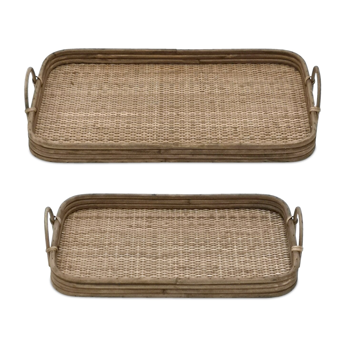 Melrose Set of 2 Rattan Rectangular Decorative Trays 19" | Michaels