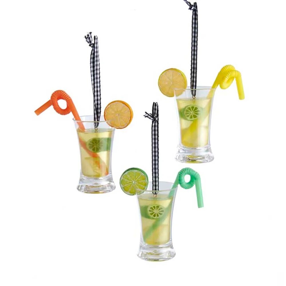 KSA Pack of 12 Yellow and Green Lemonade Cup Christmas Ornaments 3.75 ...