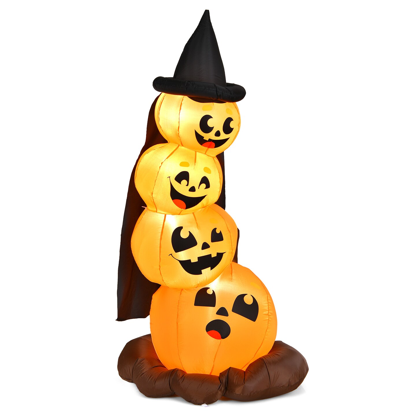 7 Feet Halloween Inflatable Pumpkin Combo with Witch's Hat and LED ...