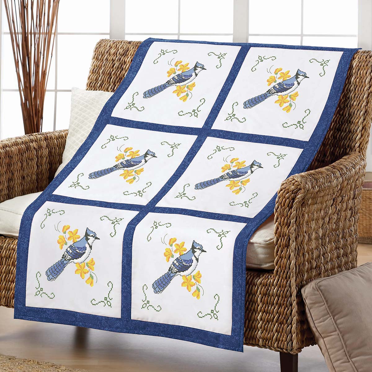 Herrschners Blue Jay Quilt Blocks Stamped Cross-Stitch | Michaels