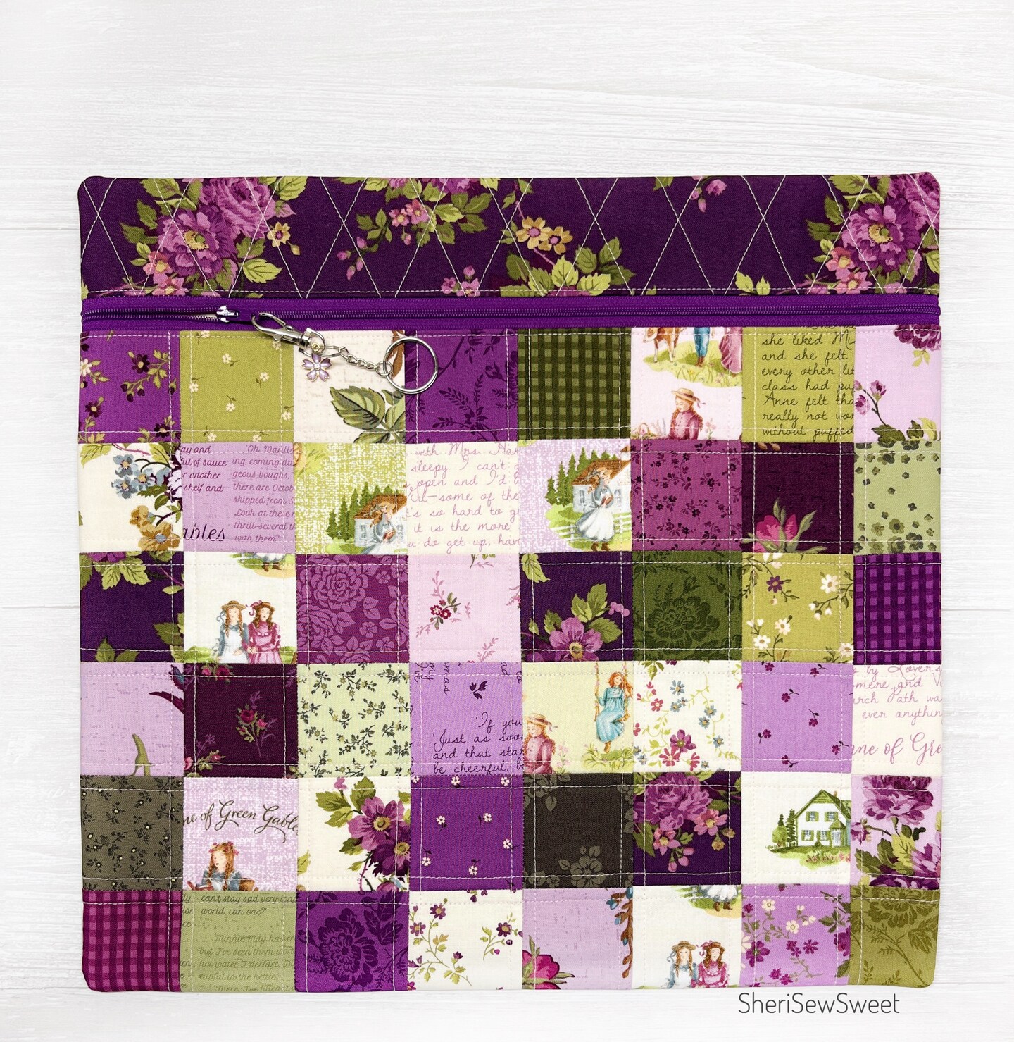 Cross Stitch Project Bag with Quilted Patchwork featuring Anne of Green ...