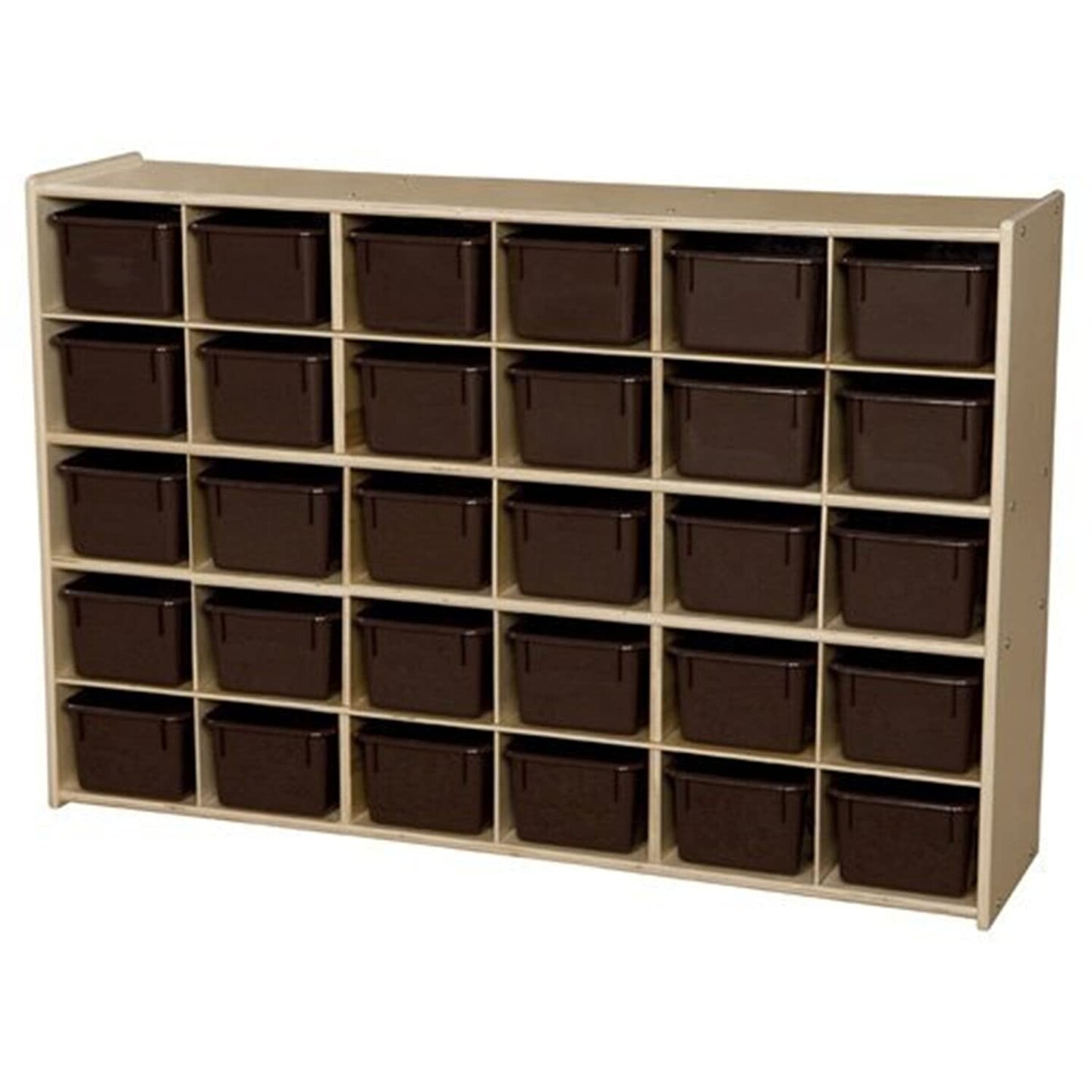 Cubby Storage Organizer Cubes, 20 Cubbies with Clear Plastic Bins, Wood ...