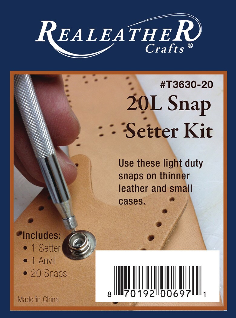 Realeather Leather Snaps & Setter Kit, 20-Pieces, Model: RLT3630-20 ...