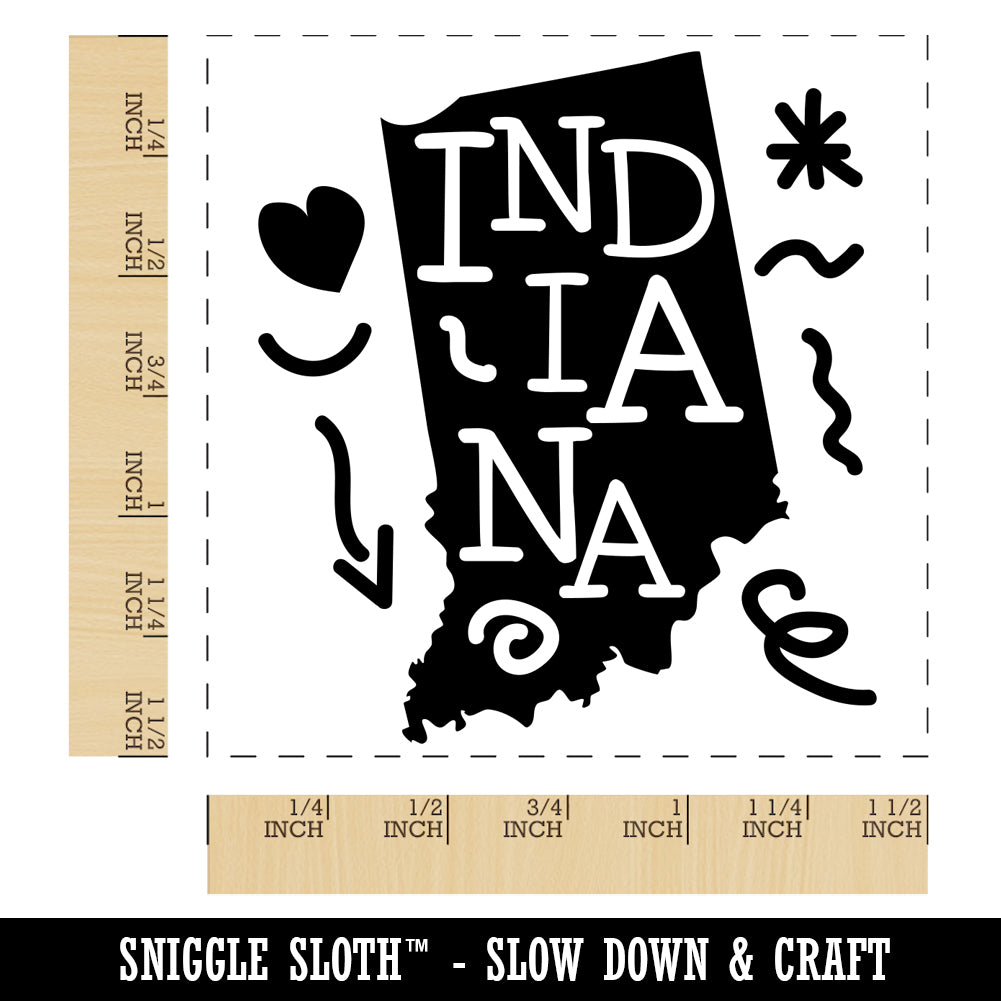 Indiana State with Text Swirls Self-Inking Rubber Stamp Ink Stamper ...