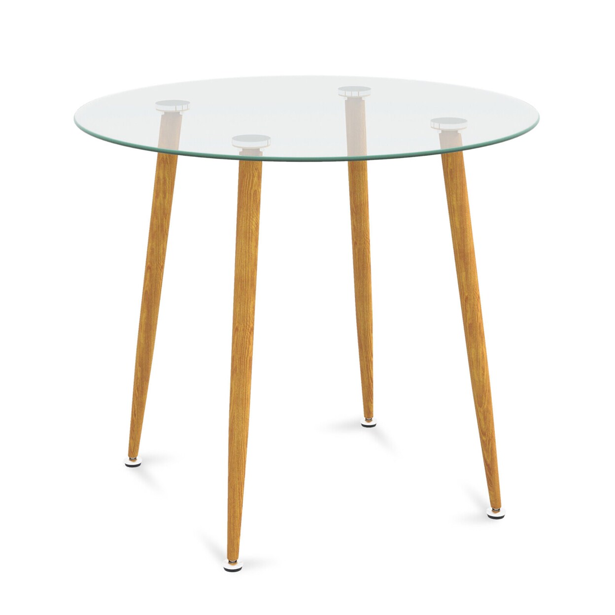 Leisure Coffee Table Round Glass Dining Table W/ Metal Legs Kitchen ...