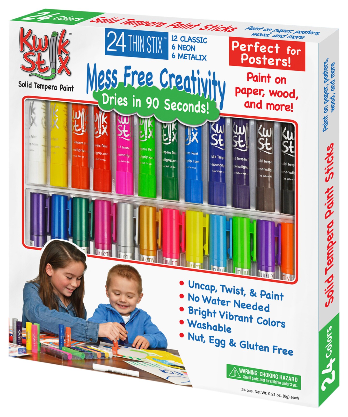 Pencil Grip Kwik Stix Solid Tempera Paints Combo Pack, Thin Size ...