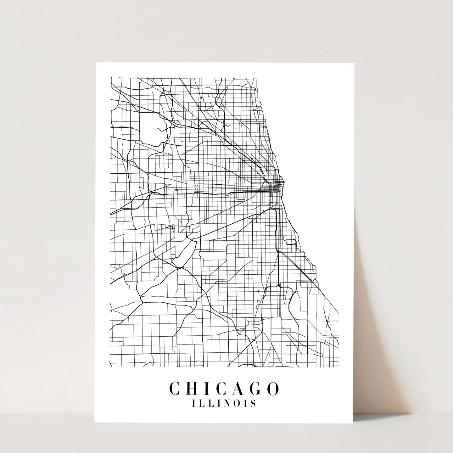 Chicago Illinois Street Map Minimal, UNFRAMED | MakerPlace by Michaels