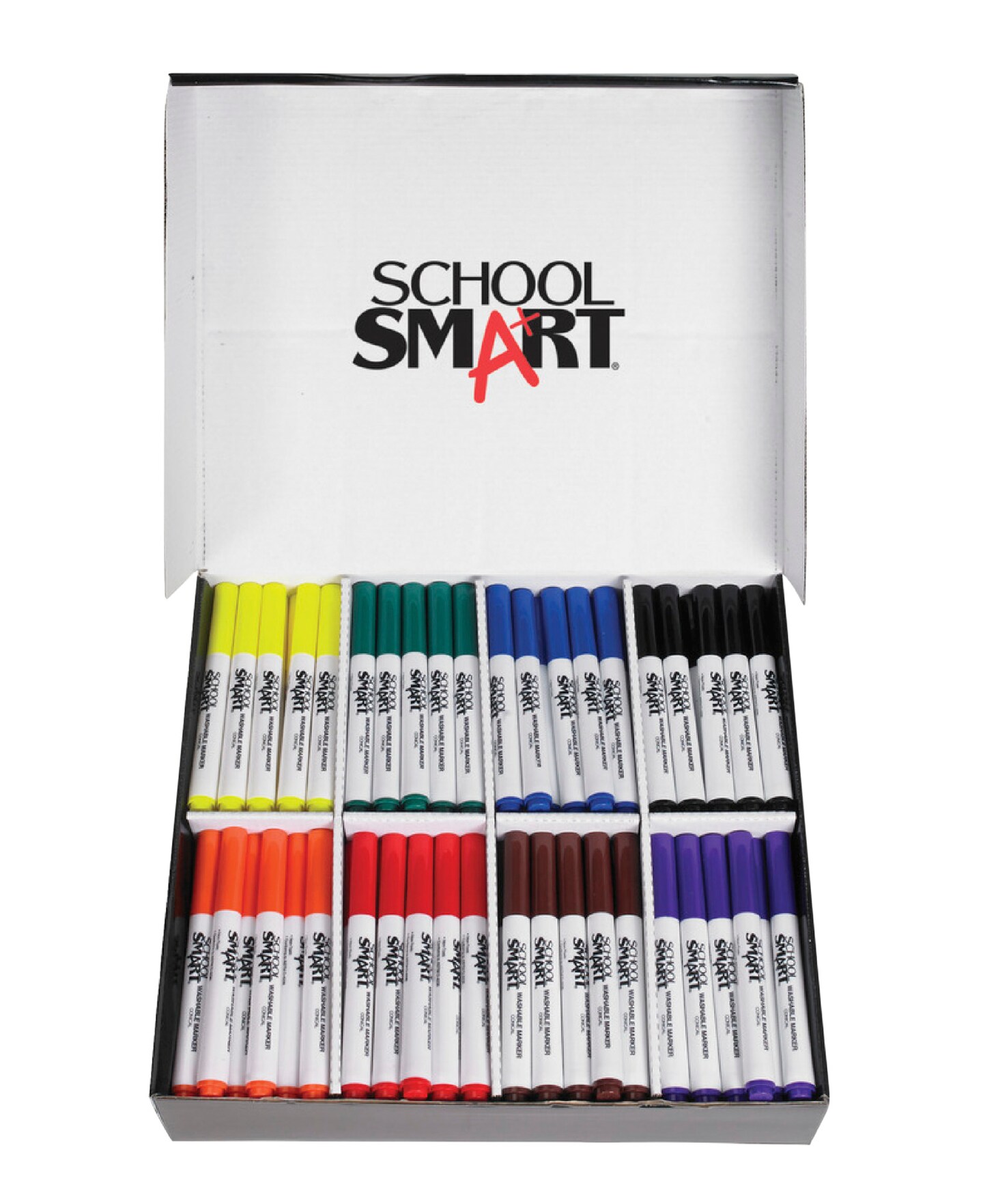 School Smart Washable Markers, Conical Tip, Assorted Colors, Pack of ...