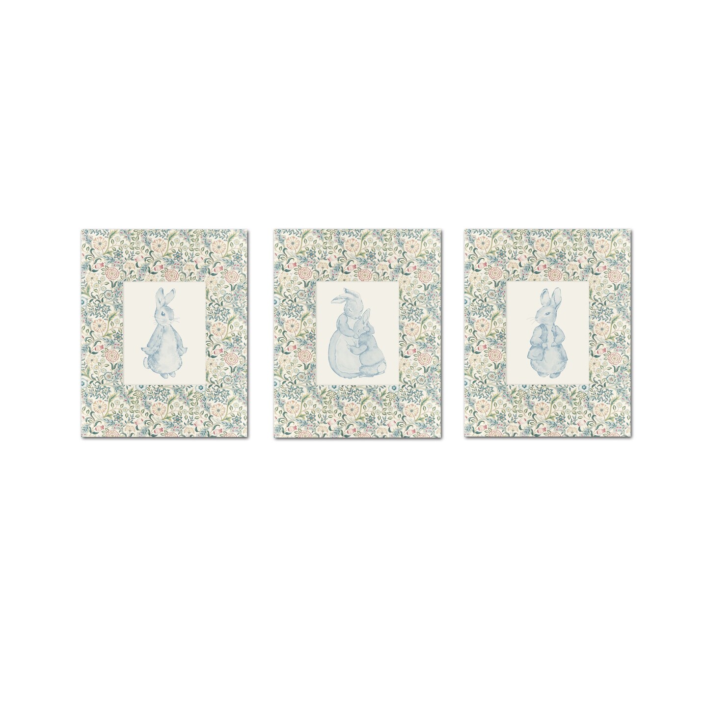 Peter Rabbit Blue Collage Print Set No. 3, Nursery Art, Nursery Decor ...