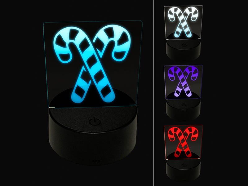 Crossed Candy Canes Christmas 3D Illusion LED Night Light Sign ...