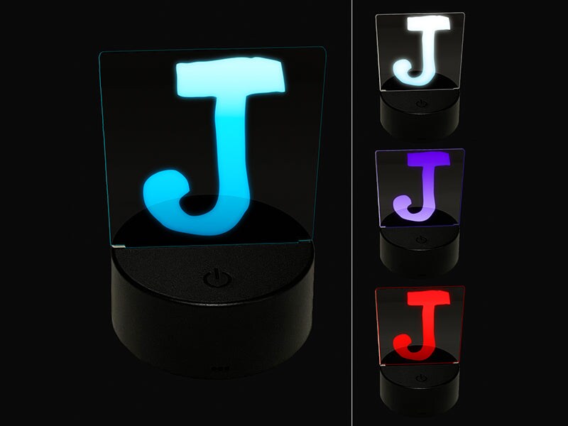 Letter J Uppercase Cute Typewriter Font 3D Illusion LED Night Light ...
