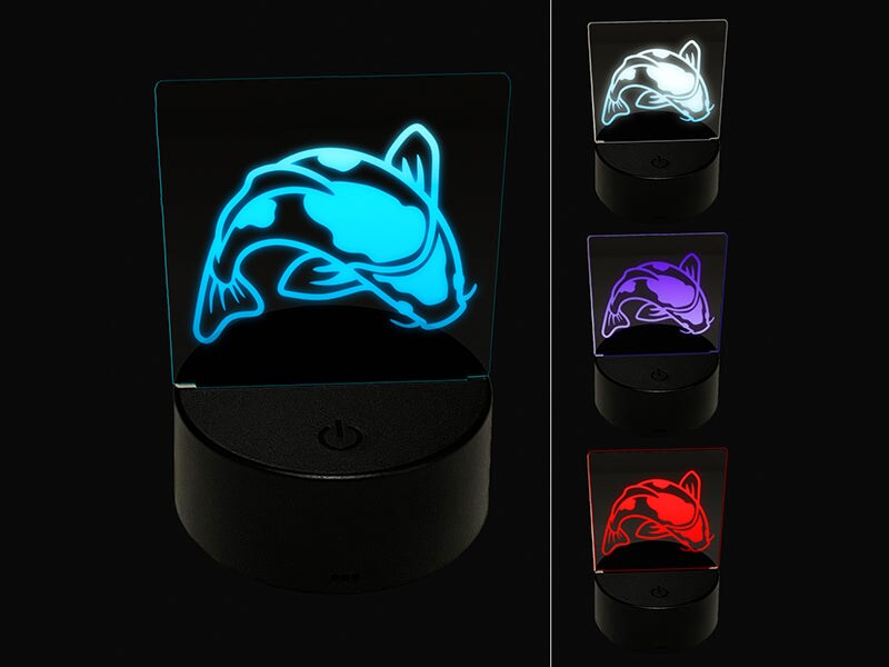Spotted Koi Fish 3D Illusion LED Night Light Sign Nightstand Desk Lamp ...