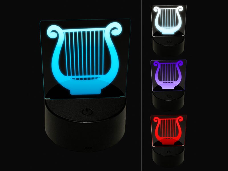 Lyre Harp Musical Instrument 3D Illusion LED Night Light Sign ...