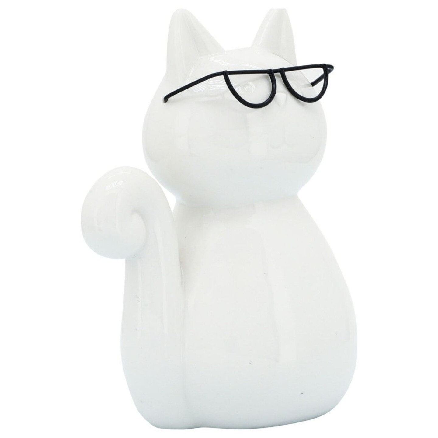 Kingston Living Sitting Cat with Eyeglasses Tabletop Figurine - 8 ...