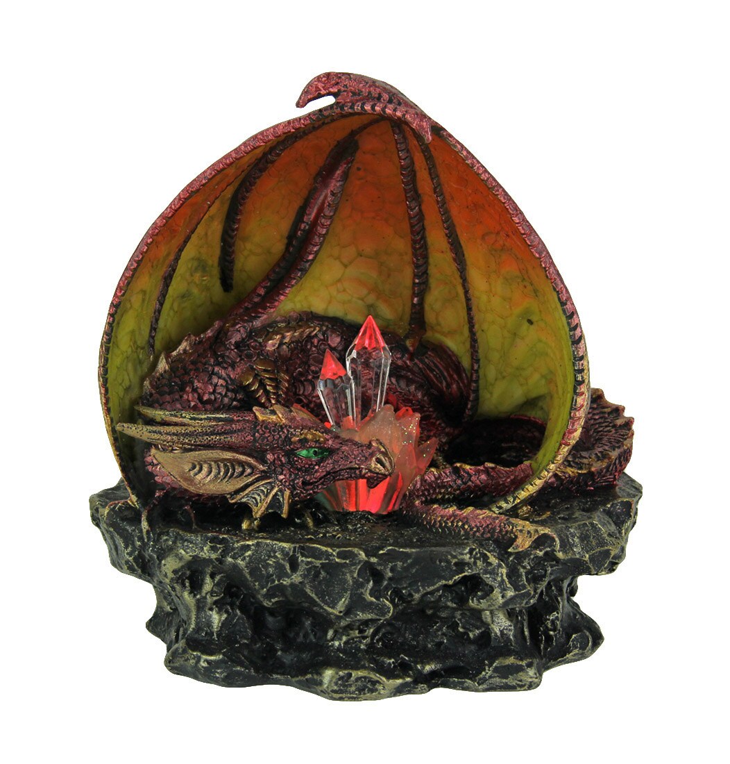 Protective Red Dragon Guarding Color Changing LED Crystals Statue ...
