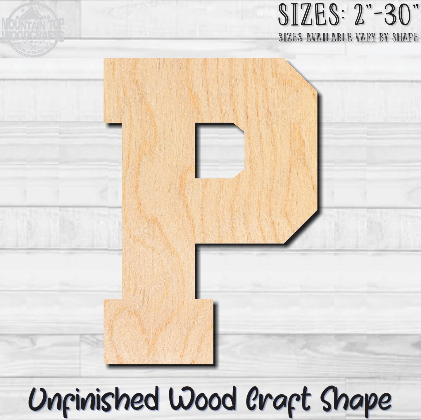 Varsity Letter P Sports Unfinished Wood Shape Blank Laser Engraved ...