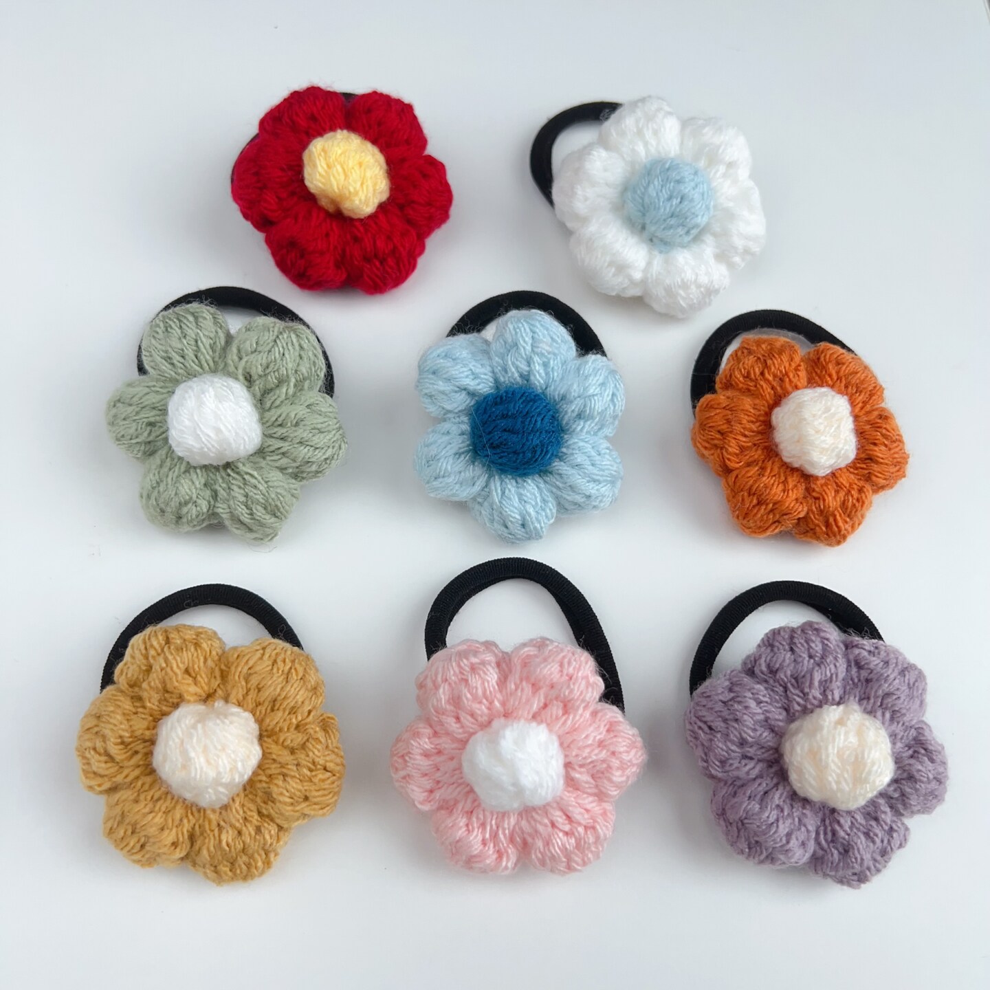 Crochet Flower Hair Elastic, Flower hair ties bachelorette party gift ...