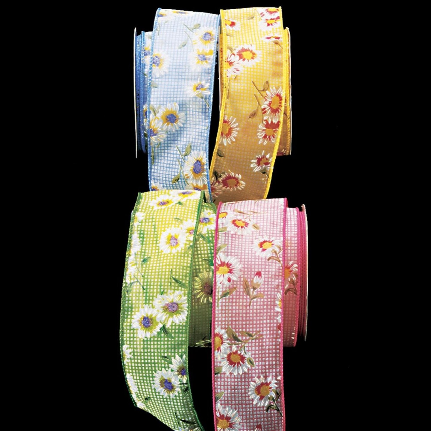 The Ribbon People Sheer Green Fresh Summer Flowers Wired Craft Ribbon 2 ...