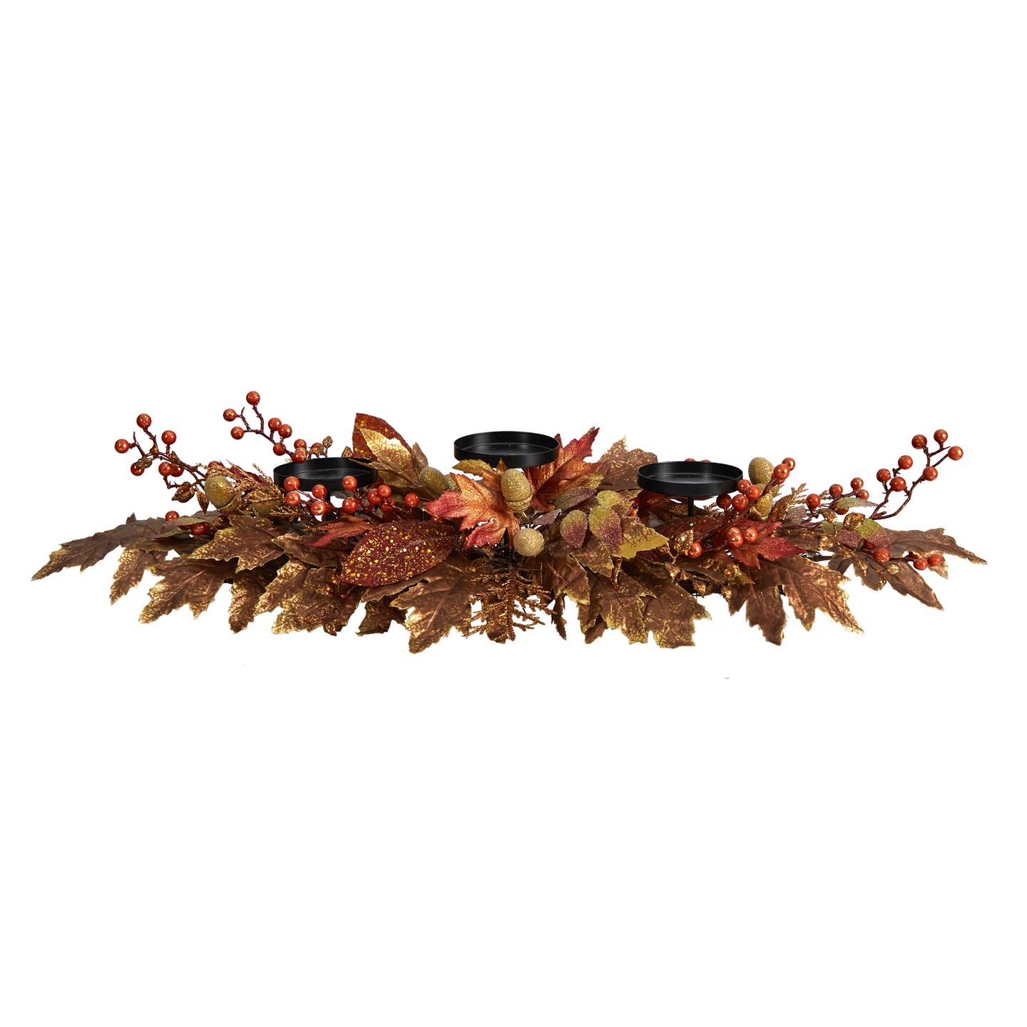 Nearly Natural 36” Maple Leaves and Berries Fall Harvest Candelabrum ...